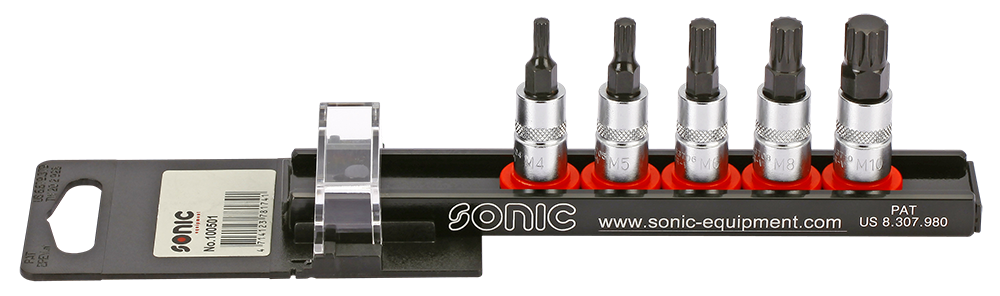 Bit Socket Set TX 1/4" on Rail, 5pcs. - Sonic Tools
