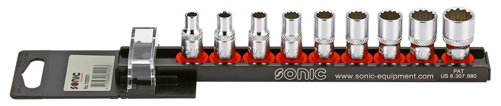 1/4" Drive SAE Socket Set on Rail, 9-PCS - Sonic Tools