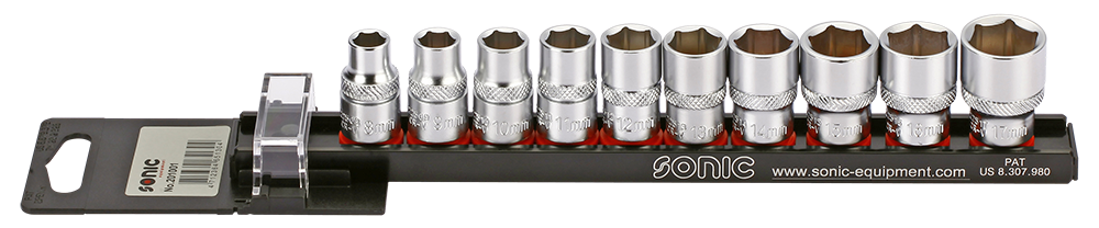 3/8" Socket Set on Rail, 10pcs. - Sonic Tools