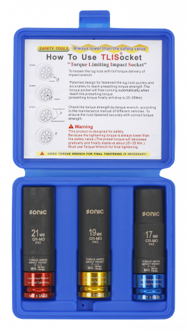 Torque impact socket set 1/2" , 3 pcs. - Sonic Tools
