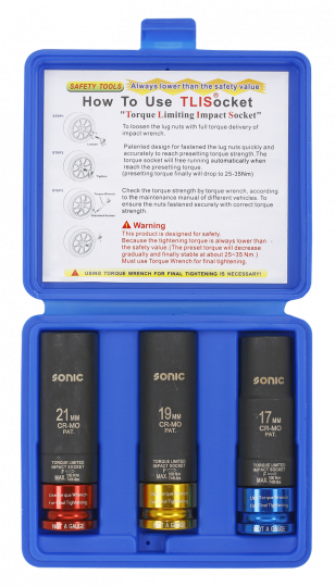 Torque impact socket set 1/2" , 3 pcs. - Sonic Tools