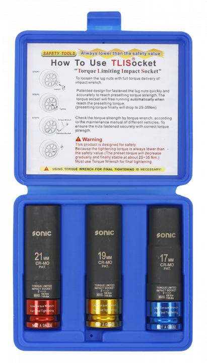 Torque impact socket set 1/2" , 3 pcs. - Sonic Tools