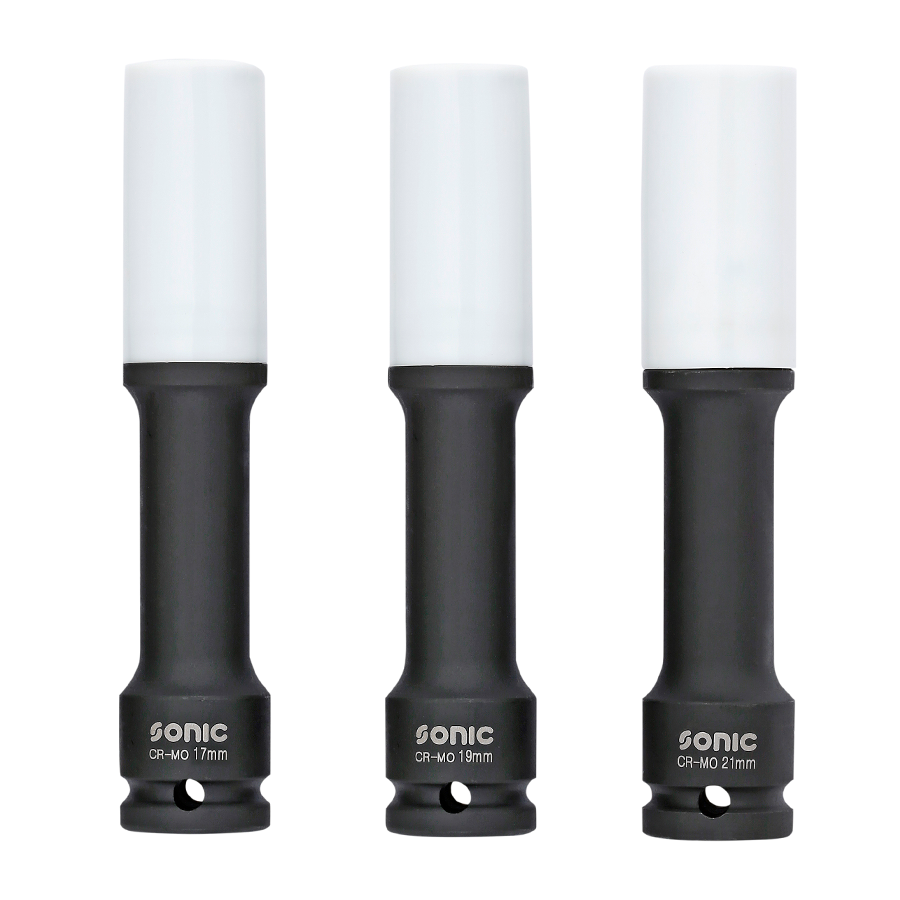 Wheel socket set, extra long 1/2", 3-pcs. - Sonic Tools