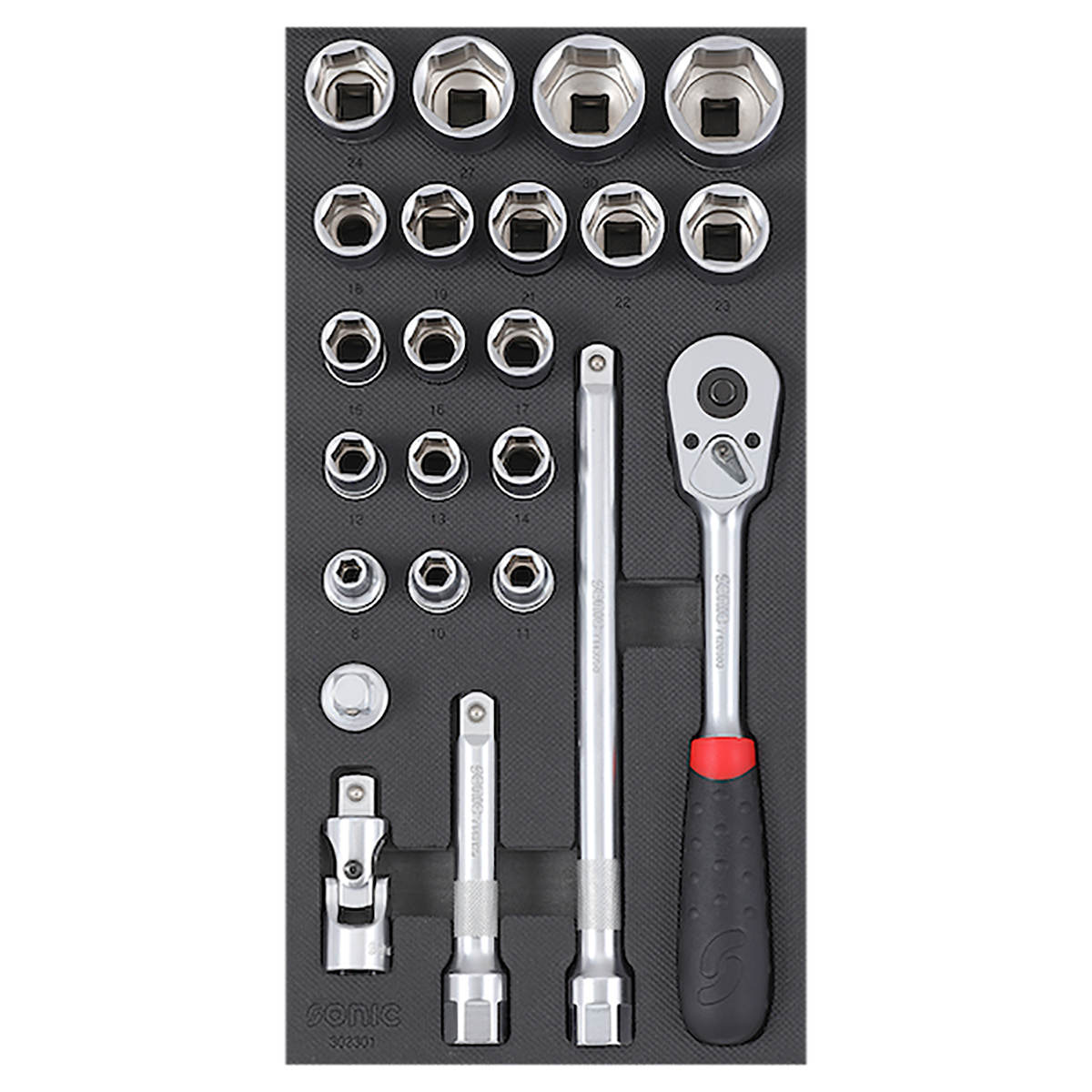 Metric Socket Set 1/2'', 23-PCS - SMALL SFS - Sonic Tools