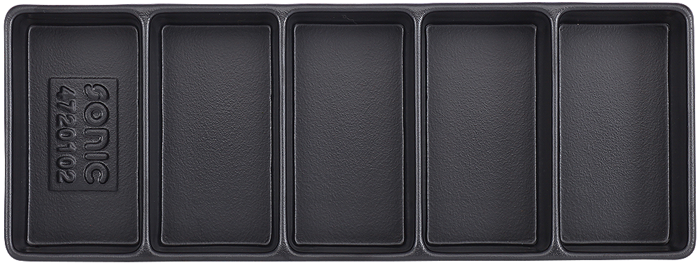 Empty tray, 5 compartments 14.6 x 5.7 x 1.9 in. (145x370x48mm) 1 ...