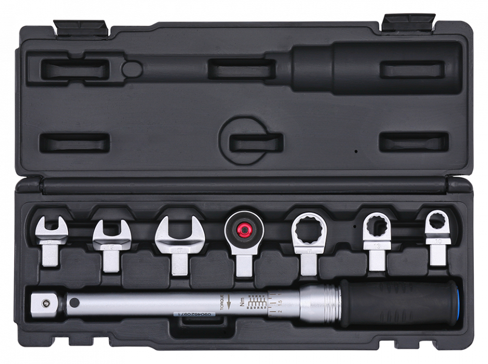 Torque wrench set exchangeable head 9x12 ring+open 10-60N 8-p - Sonic Tools