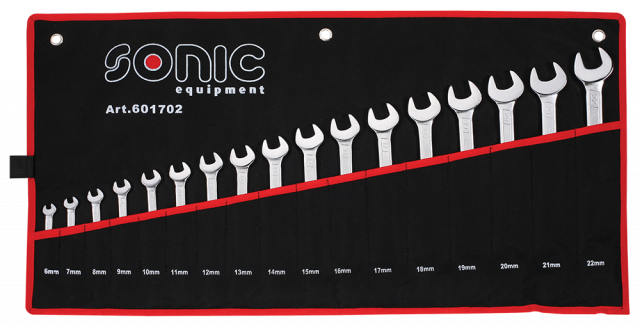 Combination wrench set in pouch, 17 pcs. - Sonic Tools