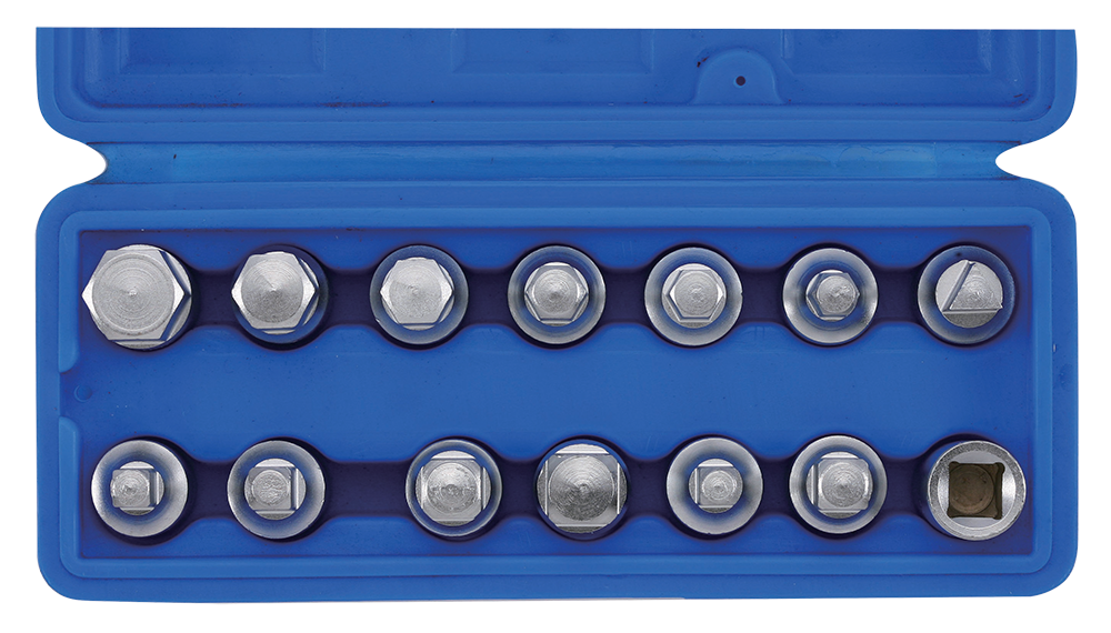 Drain plug key set 3/8", 14 pcs. - Sonic Tools