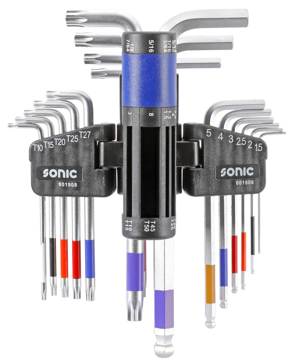 Twin Type Long Ball Point Hex Key & Tamper Star Key Set 19-PCS - Sonic ...